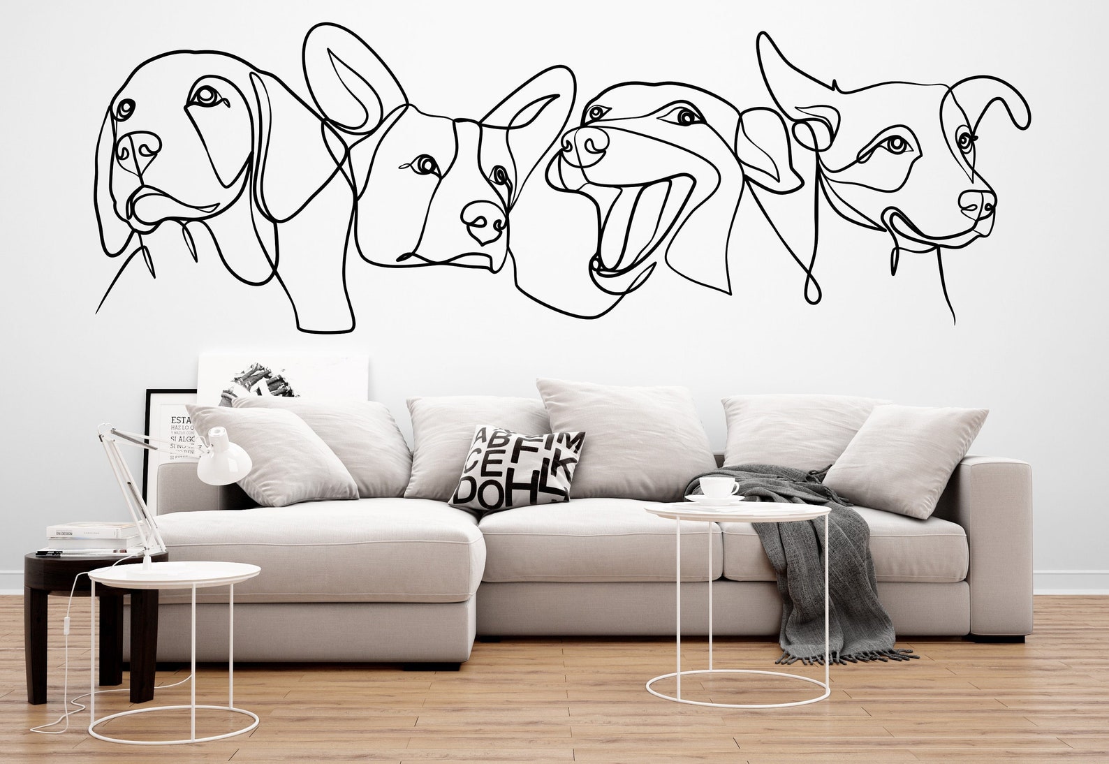 Dogs Line Art Wall Decal, Grooming Wall Decor, Veterinary Decals, Pet ...