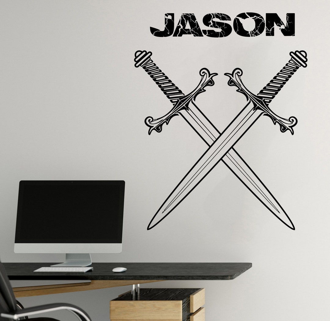 Personalized Sword Wall Decal Warrior Decal Samurai Wall Sticker Kids ...