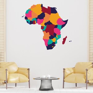 Africa Map Wall Art Vinyl Sticker, Africa Continent Wall Vinyl Decal ...