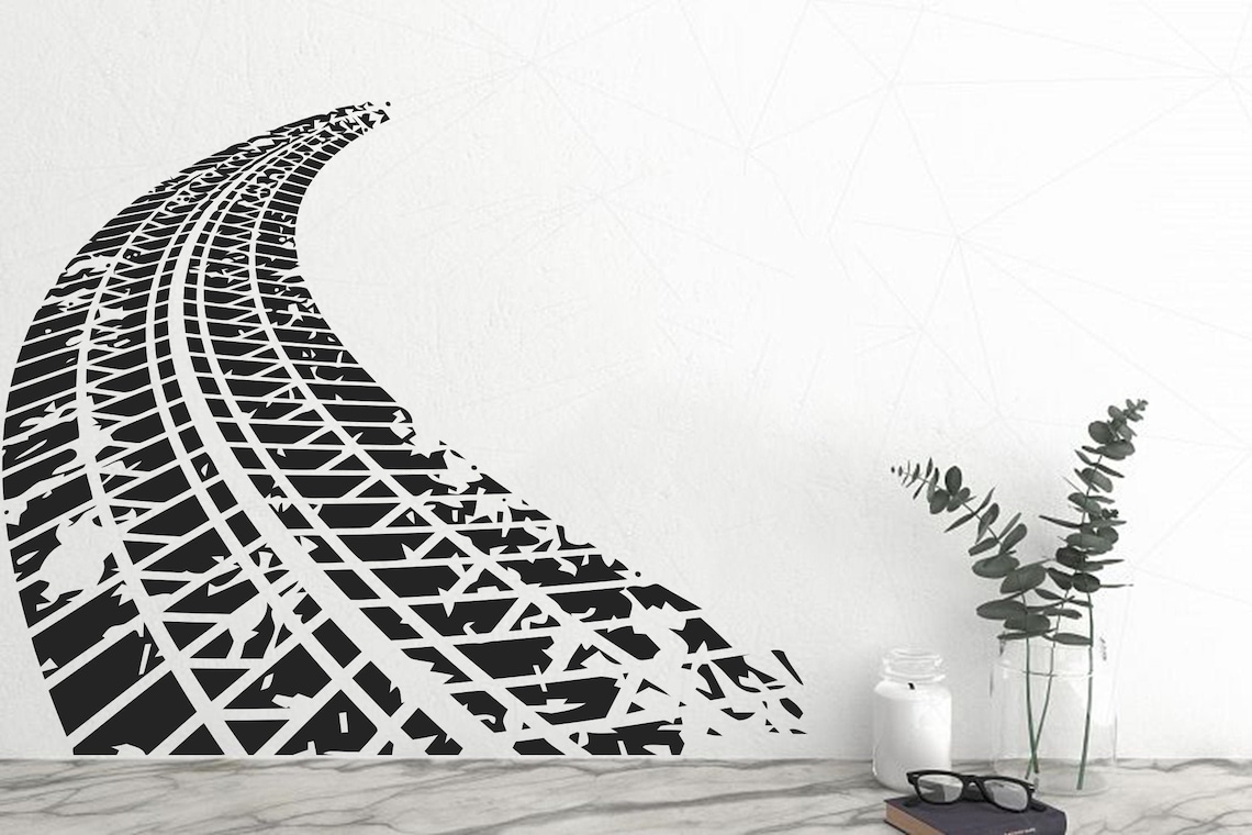 Tire Tracks Wall Decal Decor Tire Marks Vinyl Sticker Art - Etsy