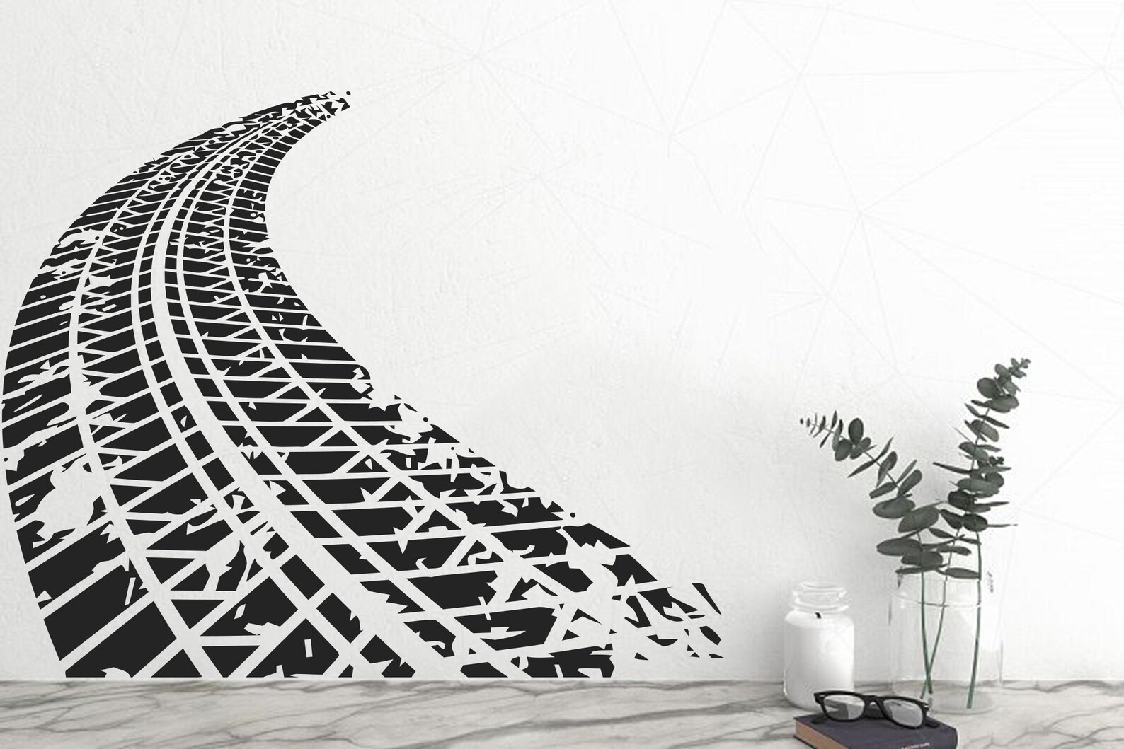 Tire Tracks Wall Decal Decor Tire Marks Vinyl Sticker Art | Etsy