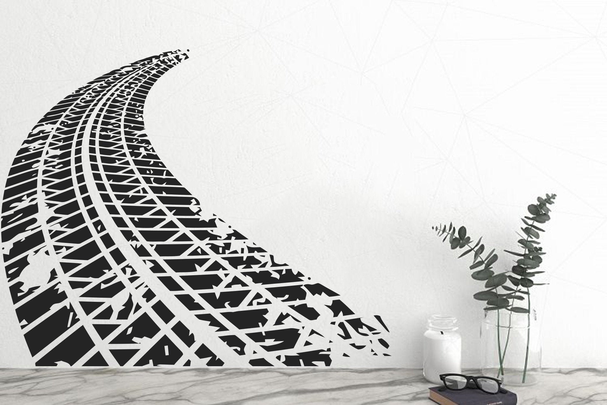 Tire Tracks Wall Decal Decor Tire Marks Vinyl Sticker Art | Etsy