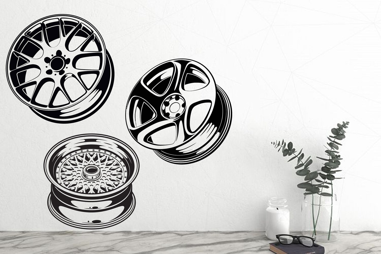 Rim Shop Wall Vinyl Car Rims Stickers Art Garage Wall Decor - Etsy