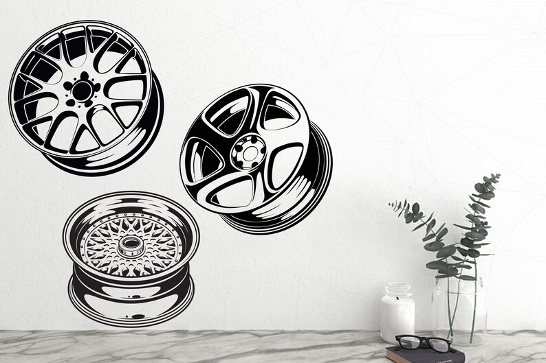 Rim Shop Wall Vinyl Car Rims Stickers Art Garage Wall Decor - Etsy