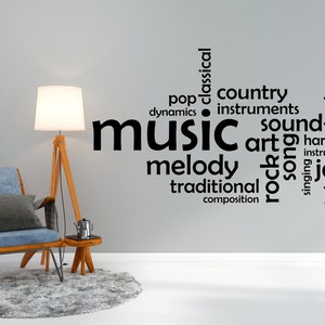 Music Wall Art Decal, Music Quotes Music Words Wall Decor, Music Wall ...