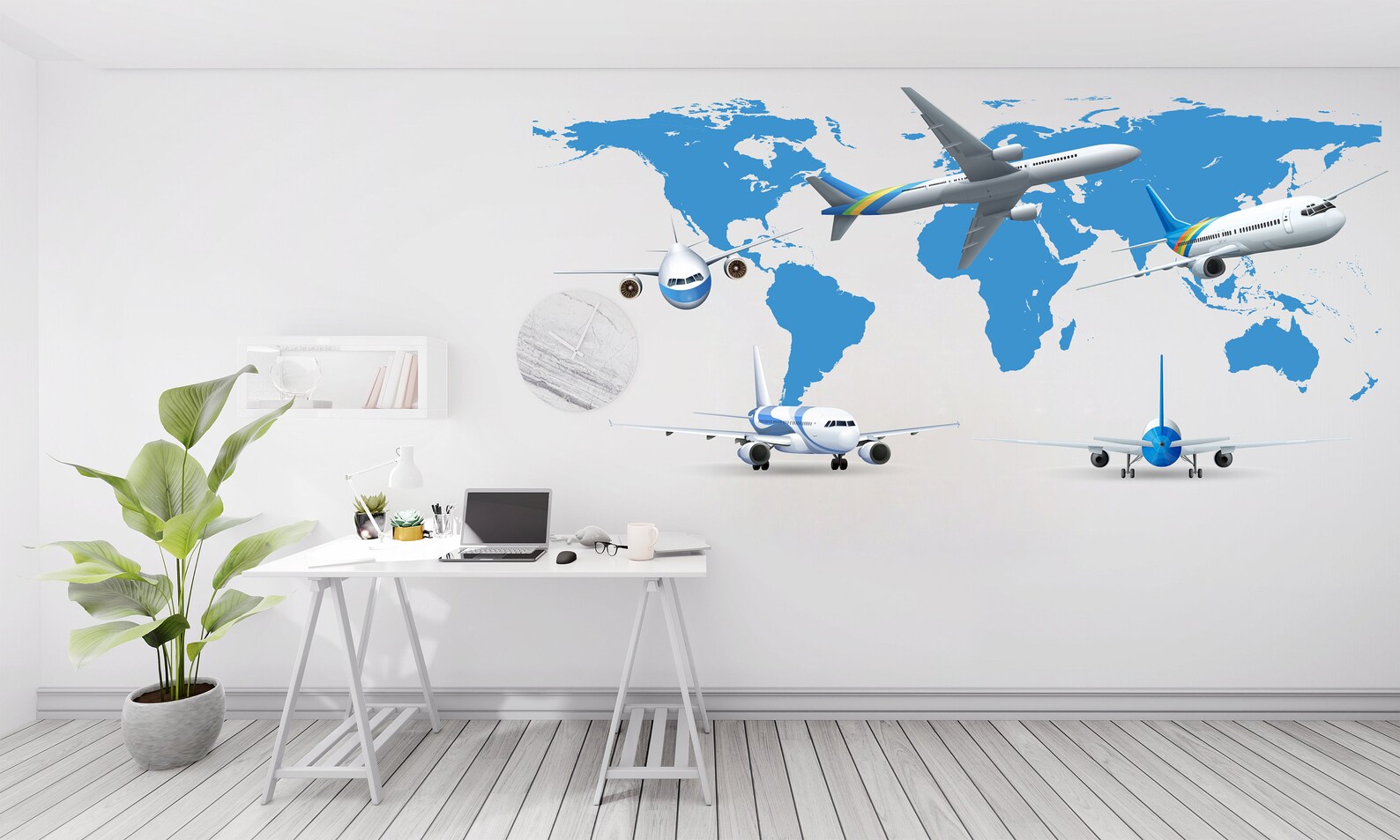 Travel Agency Decoration Airplanes Wall Decal World Map Wall - Etsy