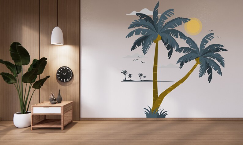 Palm Tree Wall Decal Palm Trees Vinyl Sticker Palm Sun - Etsy