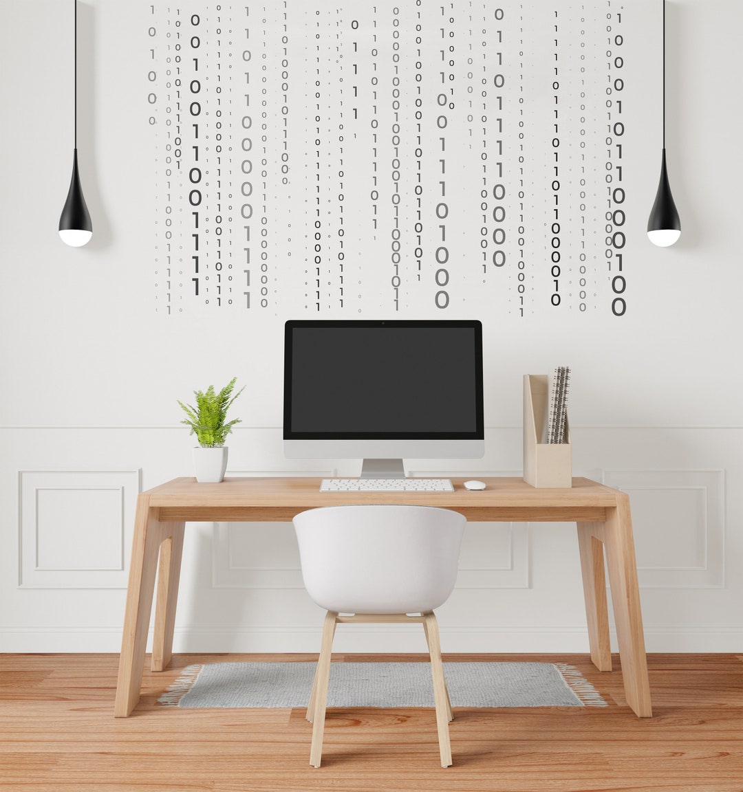 Binary Code Wall Decal, Technology Vinyl Wall Art Decals, Gamer Room ...