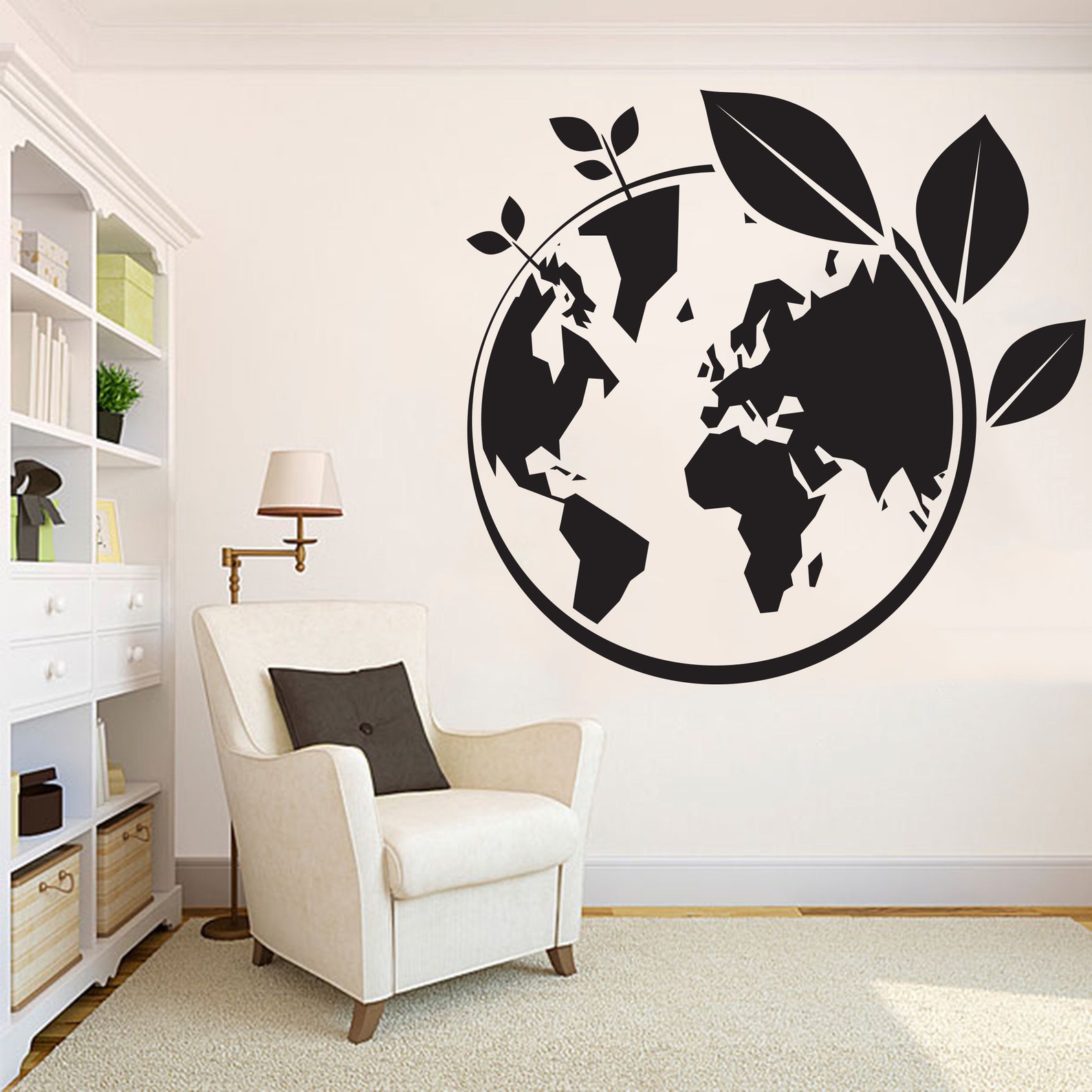 Planet Earth Wall Decal World Globe Vinyl Sticker Ecology Wall - Etsy