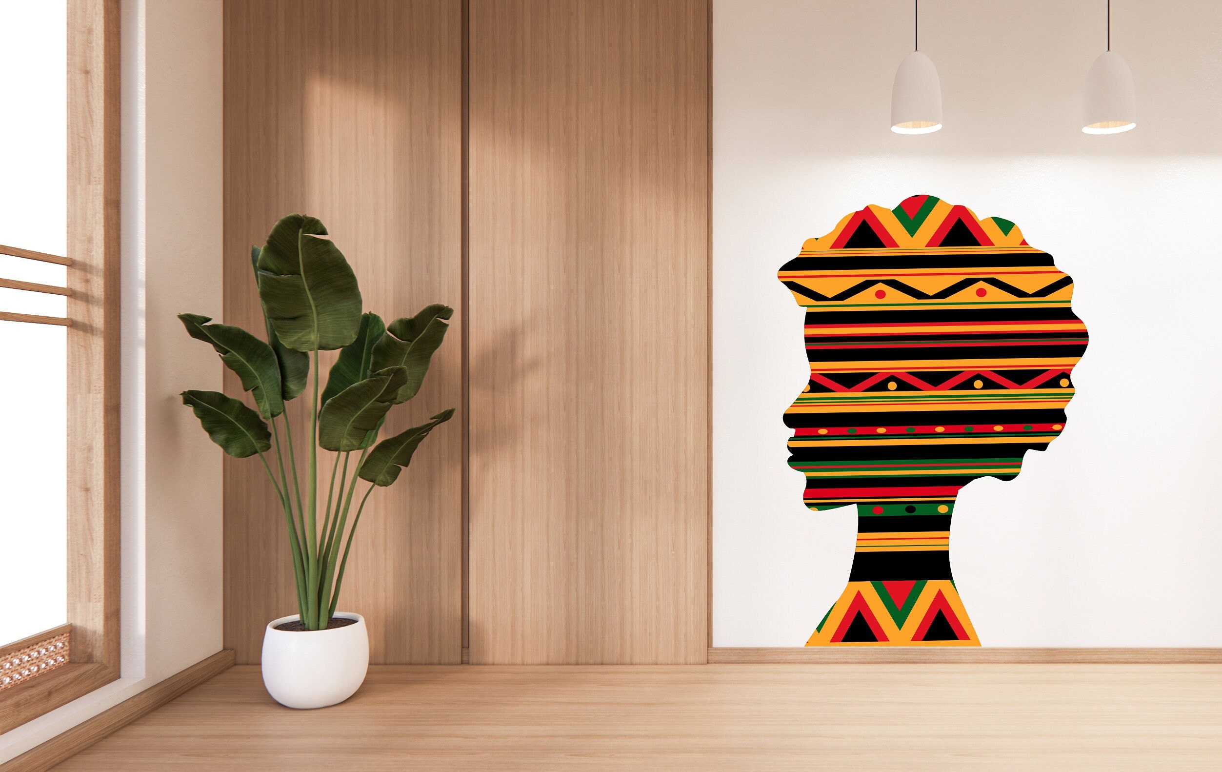 African Afro Woman Wall Decal Africa Map Wall Art Vinyl - Etsy
