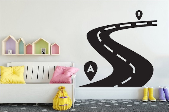 Road Sign Wall Decal Sticker Tire Track Wall Sticker Road | Etsy