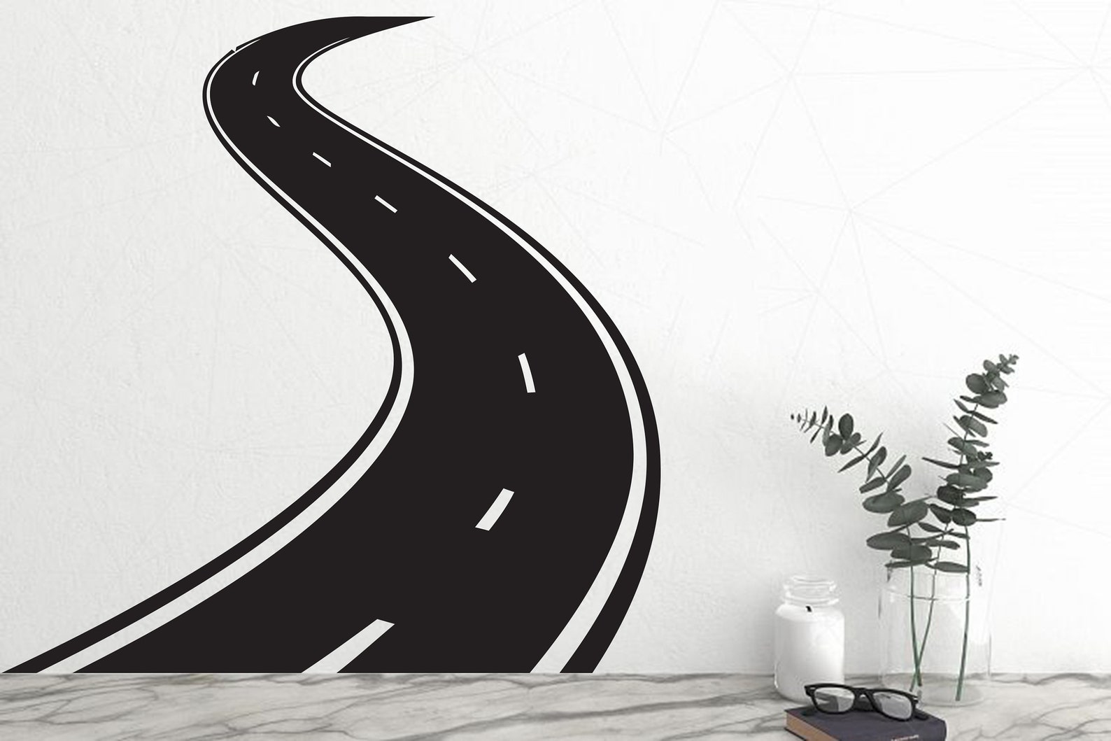 Road Wall Decal Sticker, Tire Track Wall Sticker, Road Wall Decals ...