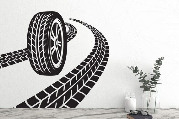 Tire Track Decals Wheels Wall Decal Tires Wall Vinyl Sticker - Etsy
