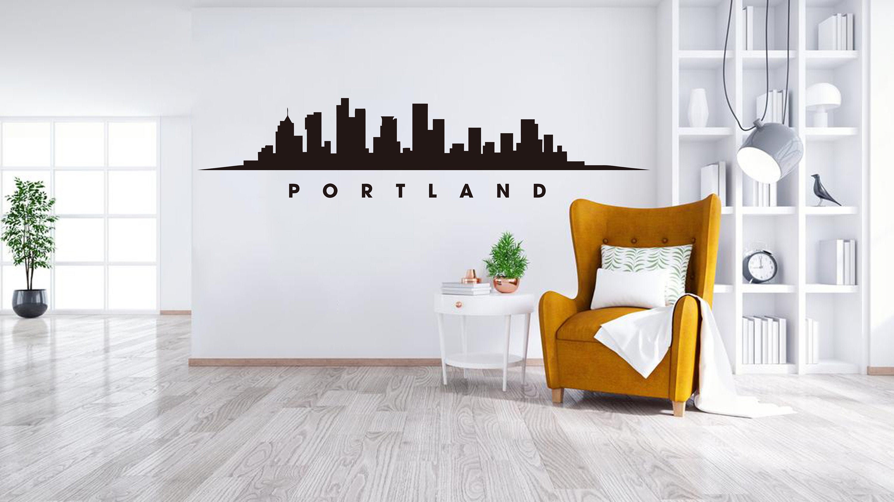 Portland City Skyline Wall Decal Vinyl Sticker City Portland | Etsy