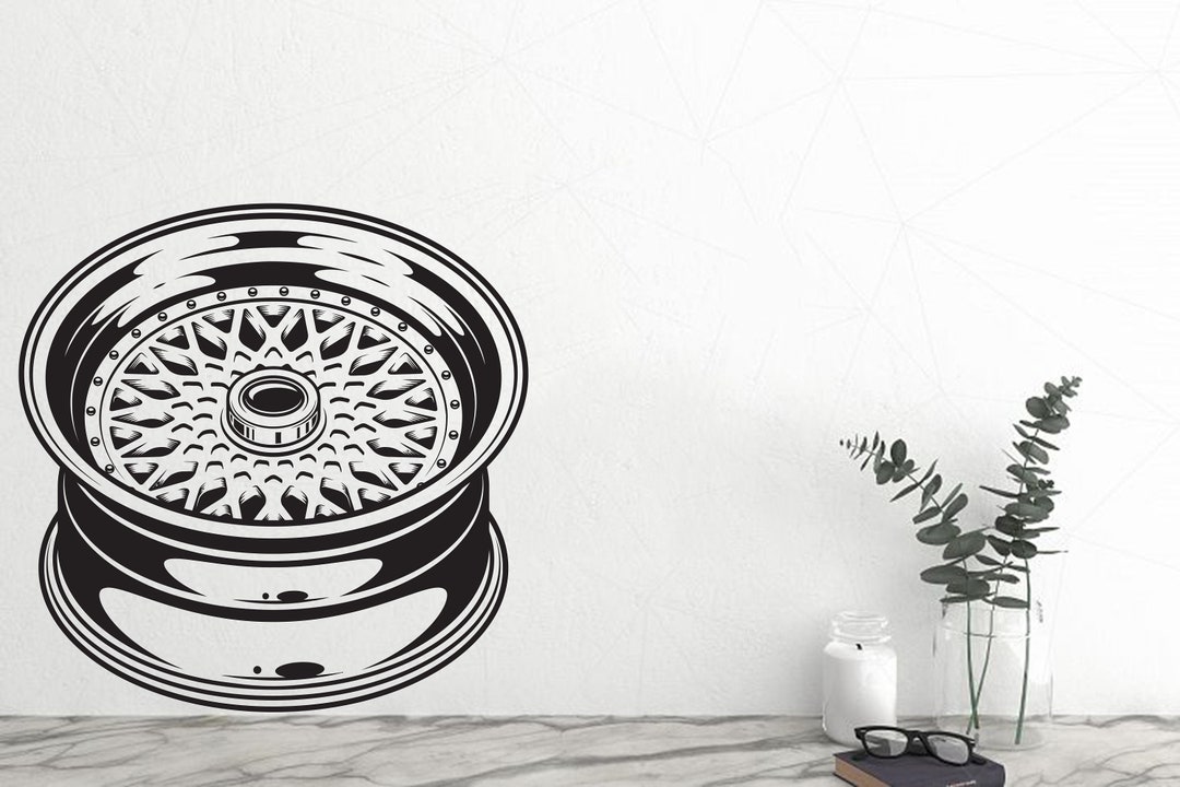 Car Rims Wall Decals Tires Wall Vinyl Rims Stickers Art Garage Wall ...