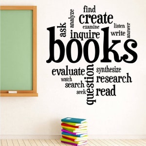 Library Vinyl Wall Art Decal, Library Wall Decal, Education Decals ...