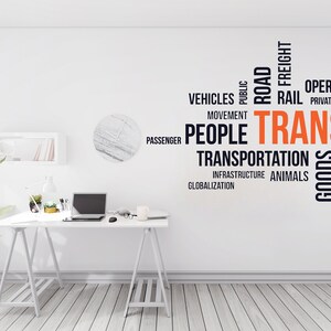 Transport Word Cloud Wall Art, Transportation Passenger Travel Agency ...
