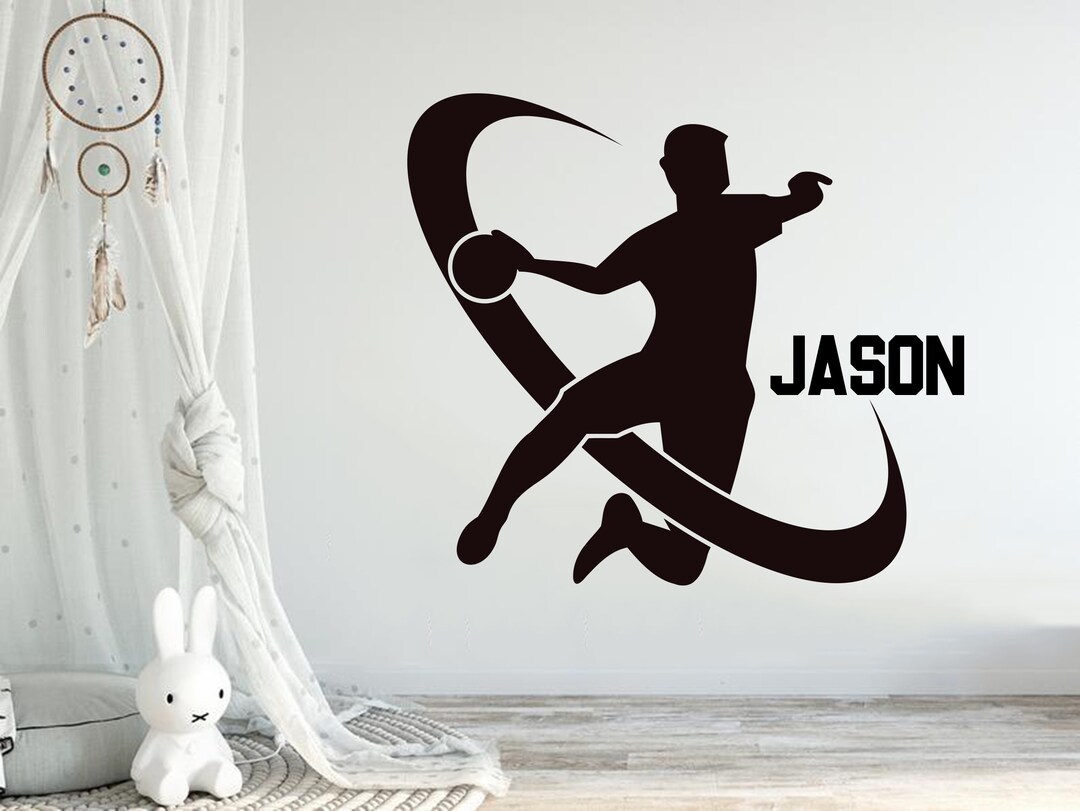 Handball Wall Decal Handball Player Decal Custom Name Wall Personalized ...