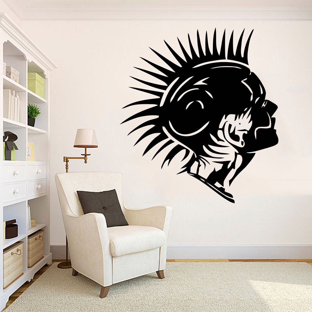 Mohawk Wall Decal Punk Decal Punk Wall Decal Punk is Not Dead Rock ...