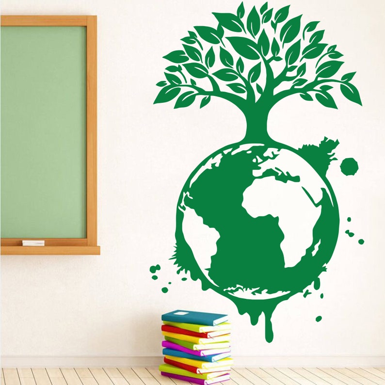 Environment Tree and Earth Mural Ecology Wall Decal - Etsy