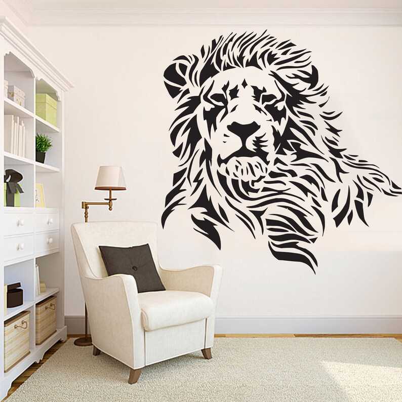 Lion Wall Decals Lion Head Face Wall Art Stickers Animals Wall - Etsy