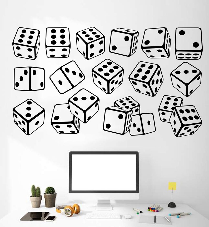 Dice Wall Decal Dice Wall Sticker Dice Wall Mural Casino - Etsy