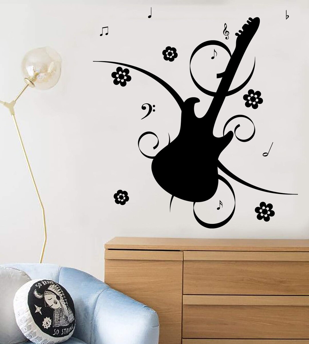 Guitar Decoration Wall Decal Guitar Stickers Music Gifts Wall - Etsy