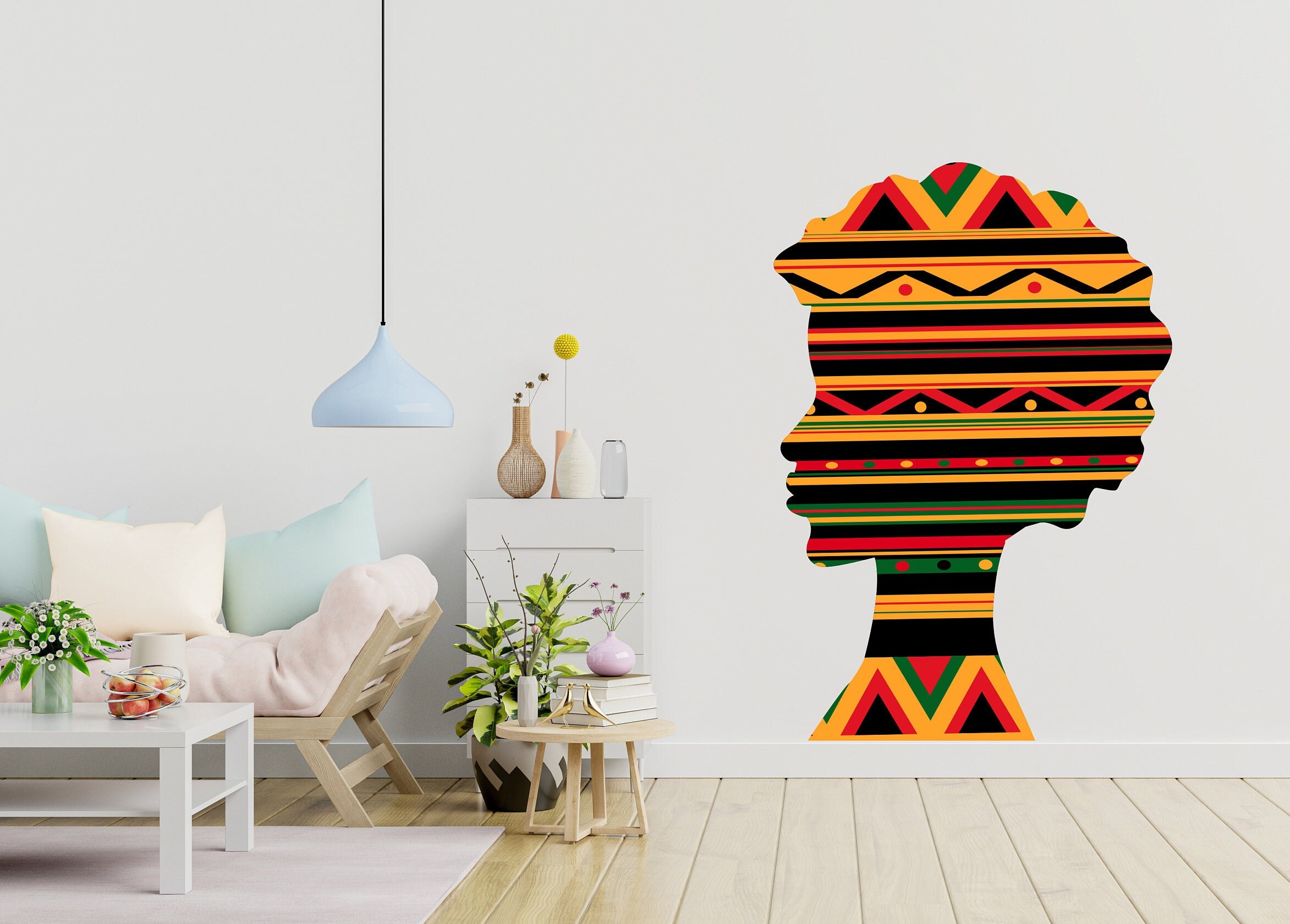 African Afro Woman Wall Decal Africa Map Wall Art Vinyl - Etsy