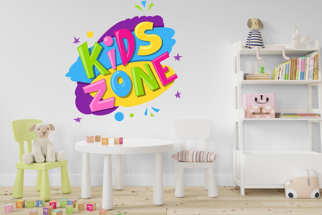 Kids Zone Sign Wall Art Decal, Kids Room Decor, Play Room Sticker ...