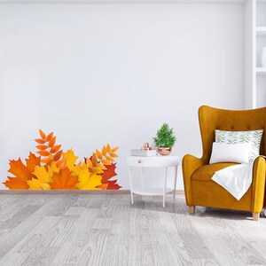 Autumn Falling Leaves Nature Decor, Bouquet Autumn Leaf's Wall Vinyl ...