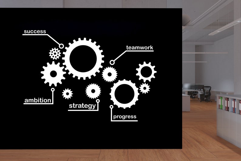 Work Office Gear Wall Decal Business Wall Decal Decoration - Etsy