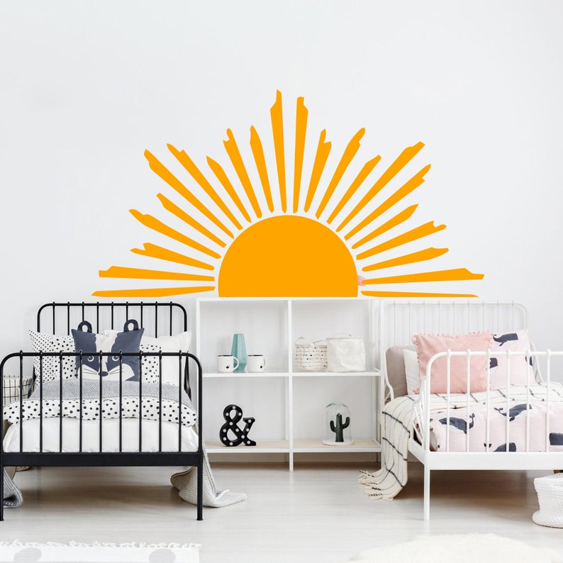 Sun Wall Decal Vinyl Sunset Decals Sunshine Wall Decal Half | Etsy