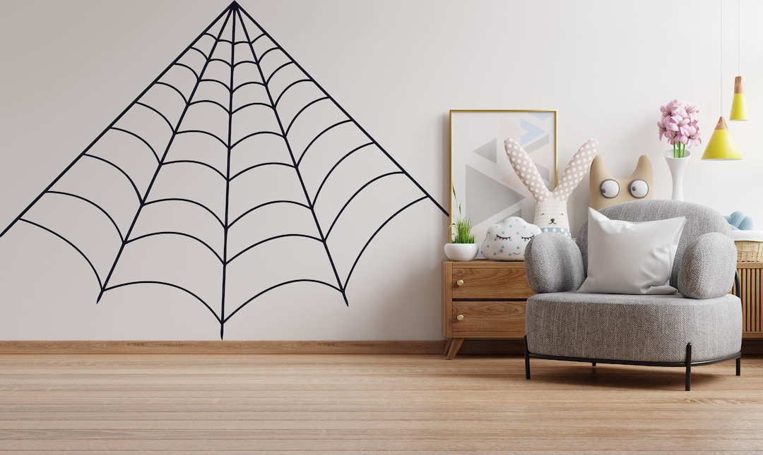 Spider Web Wall Decal Decor Funny Scary Vinyl Art Decor Spider Web Wall ...