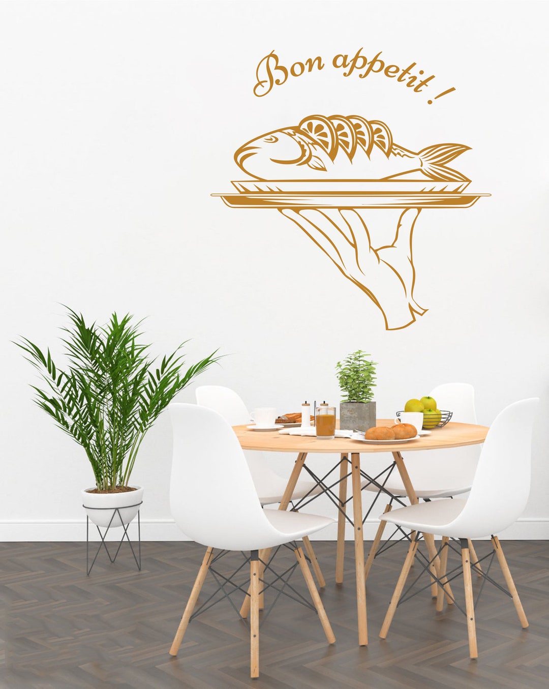 Bon Appetit Wall Decal, Food Wall Decal, Kitchen Vinyl Decal, Fish ...