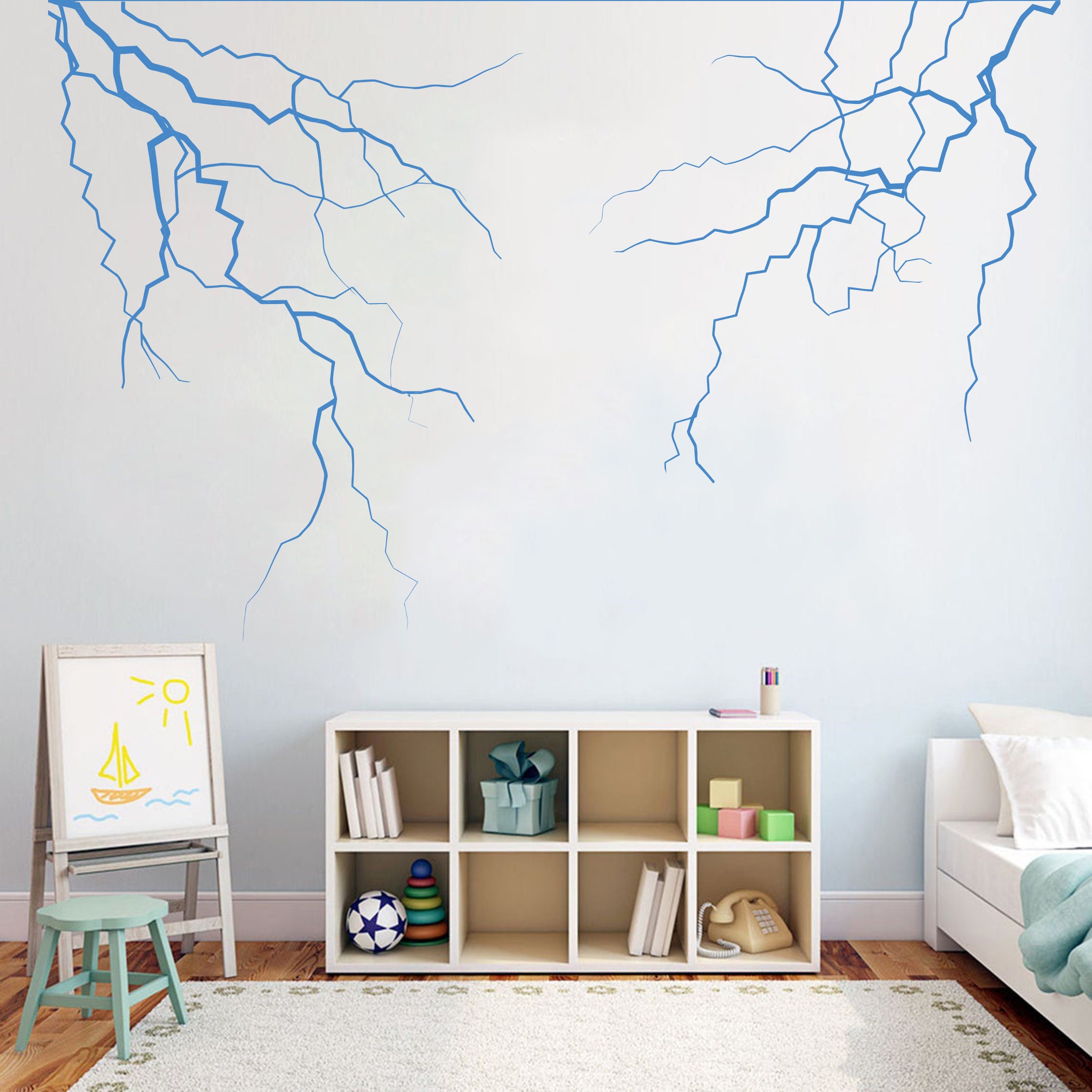 Thunder Bolt Wall Mural Decals Decor Lightning Strike Wall - Etsy
