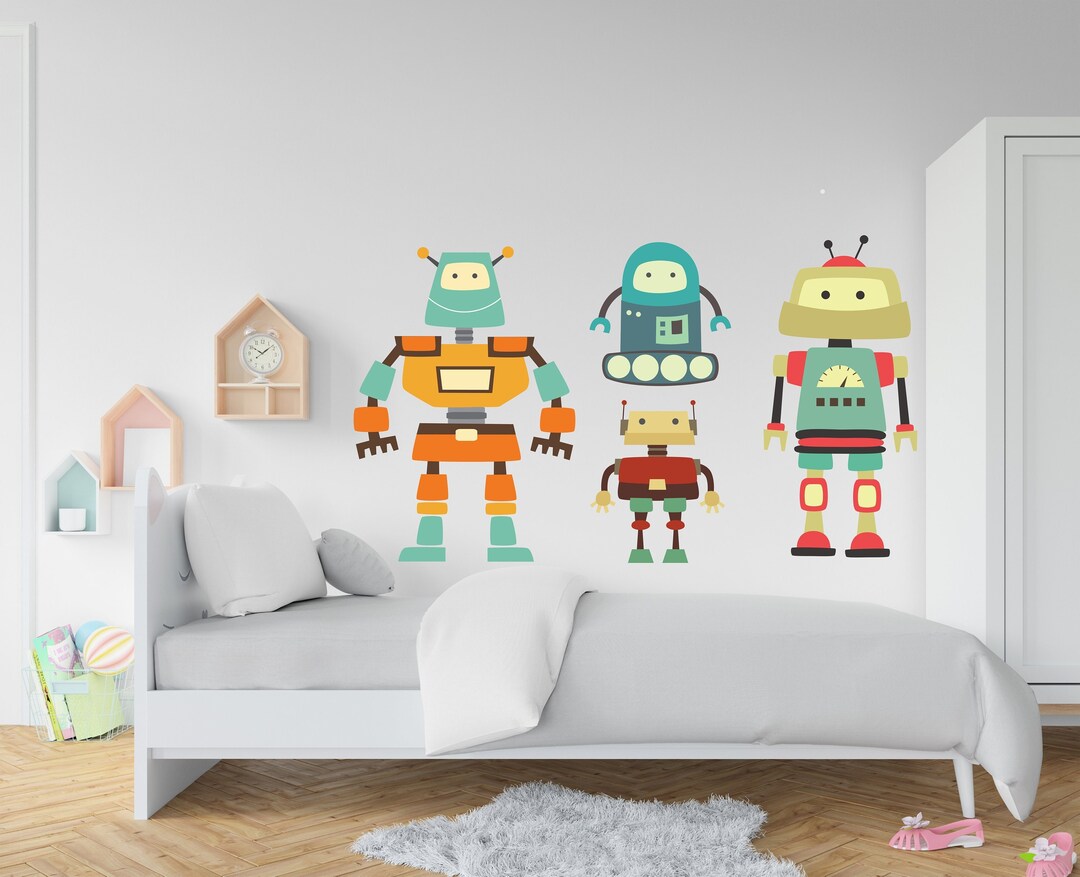Robot Wall Decals, Sticker Robot Decor, Wall Decals for Kids Robot ...