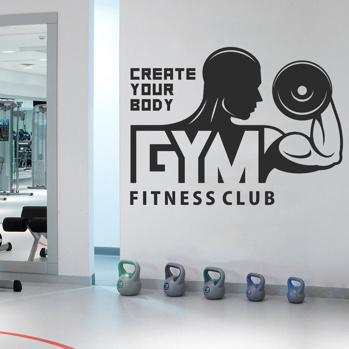Gym Wall Decal Fitness Workout Wall Decal Fitness Gym Club - Etsy
