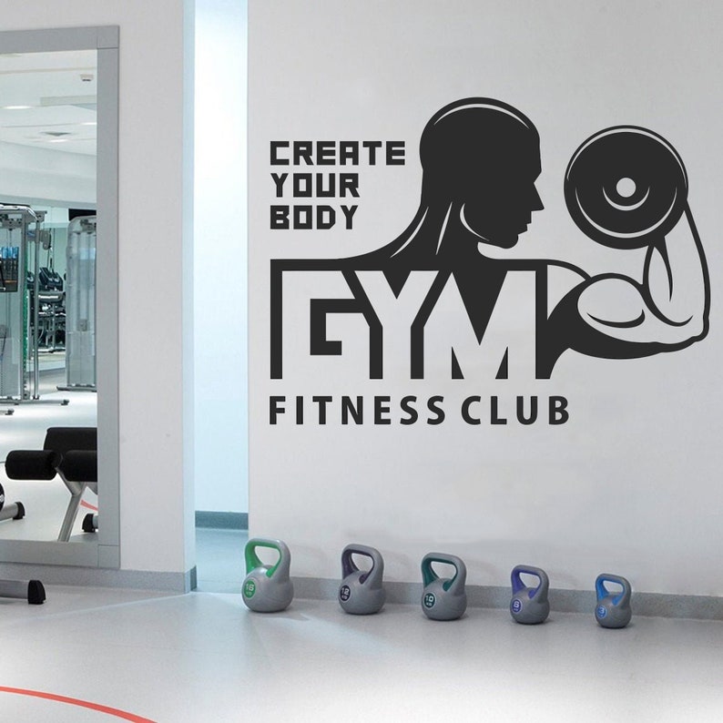 Gym Wall Decal Fitness Workout Wall Decal Fitness Gym Club - Etsy
