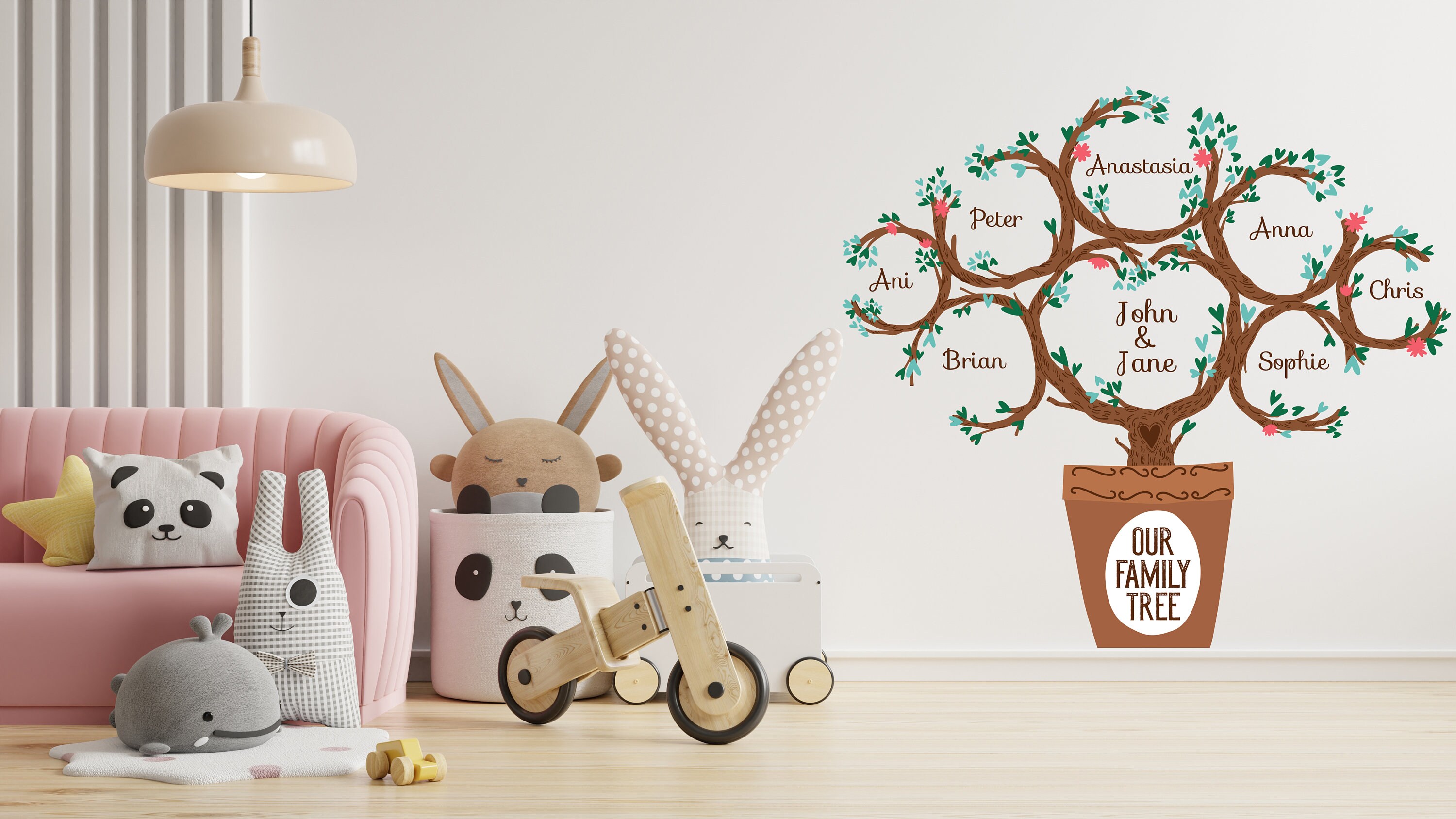 Family Tree Wall Decal Family Names Tree Decal Large - Etsy