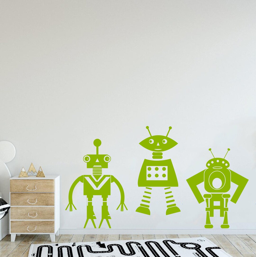 Robot Wall Decals, Sticker Robot Decor, Wall Decals for Kids Robot ...