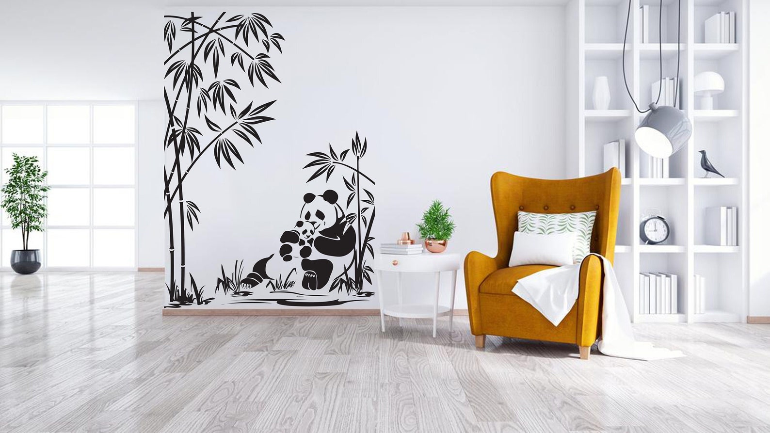 Panda Wall Decal Bamboo Tree Wall Art Nursery Wall Art - Etsy