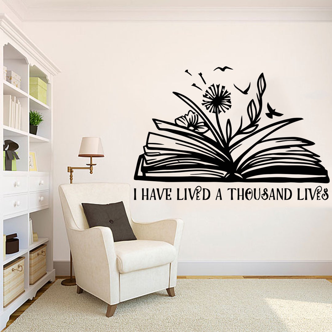 Books Vinyl Wall Art Decal, Book Quotes, Library Wall Decal, Education ...