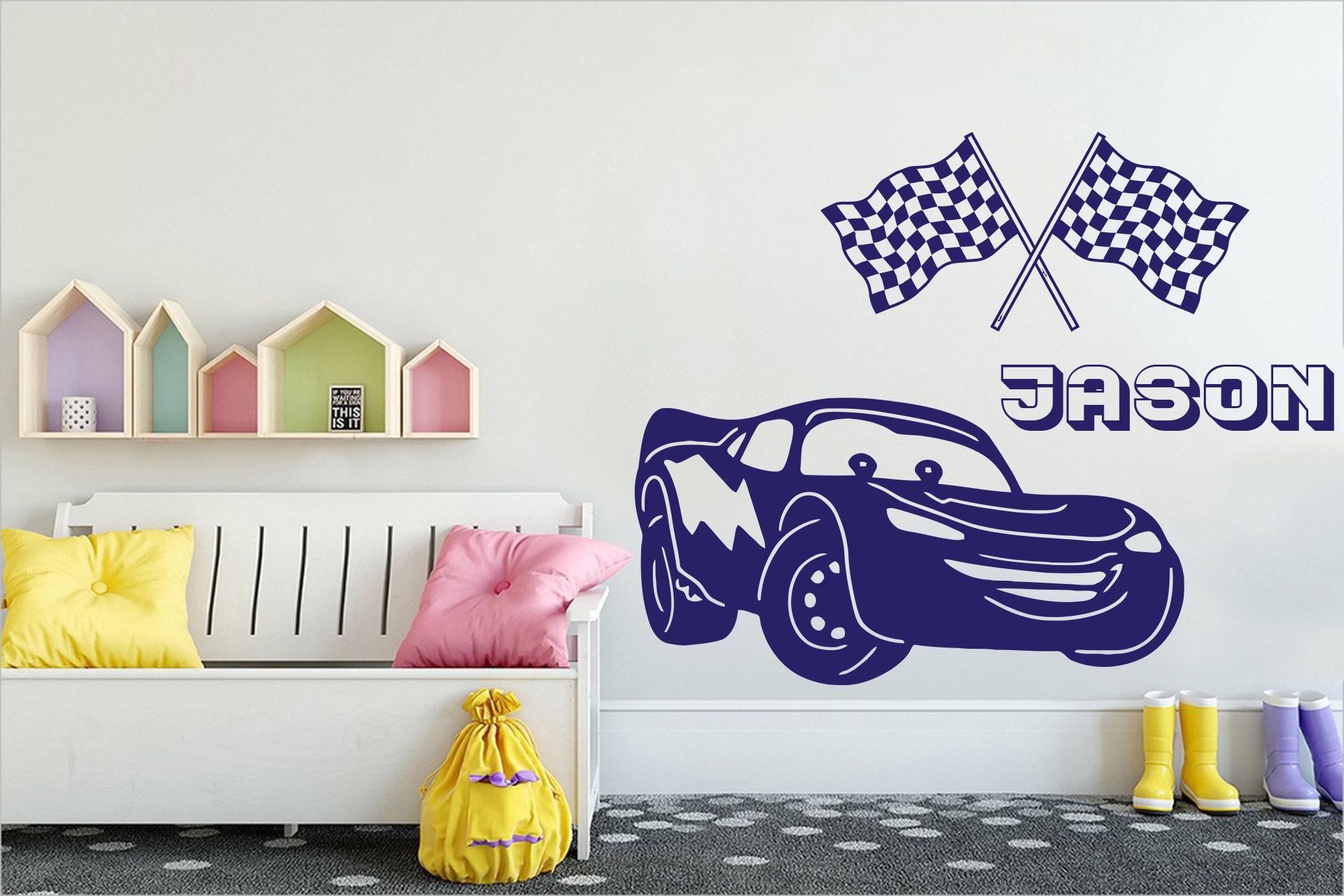 Custom Name Cars Wall Decal Race Car Vinyl Boys Room Cars - Etsy
