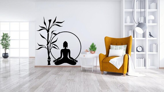 Buddha Vinyl Sticker Art Meditating Yoga Wall Decal Namaste | Etsy
