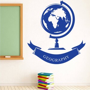 Geography Wall Decals,globe Map Wall Decal,geography Class Decoration ...