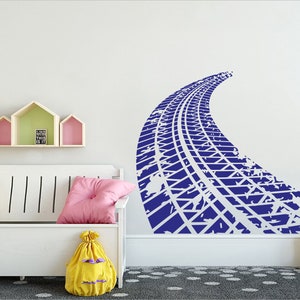 Tire Tracks Wall Decal Decor Tire Marks Vinyl Sticker Art Bedroom Funny ...