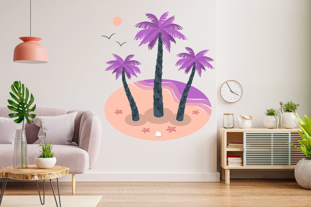 Palm Tree Wall Decal, Palm Trees Vinyl Sticker, Palm Sun Decor, Tree ...