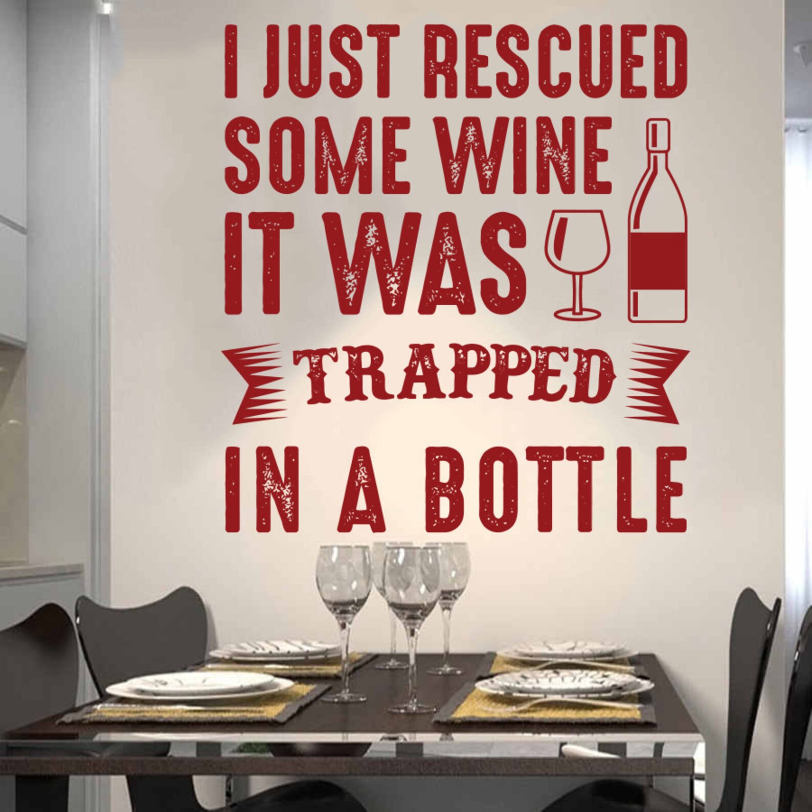 Wine wall decal Wine stickers wall art Wine decor Drinks | Etsy