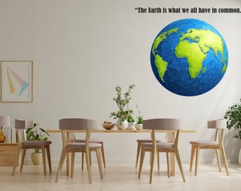 Earth Planet World Map Globe Wall Sticker Vinyl Decal Mural - Etsy