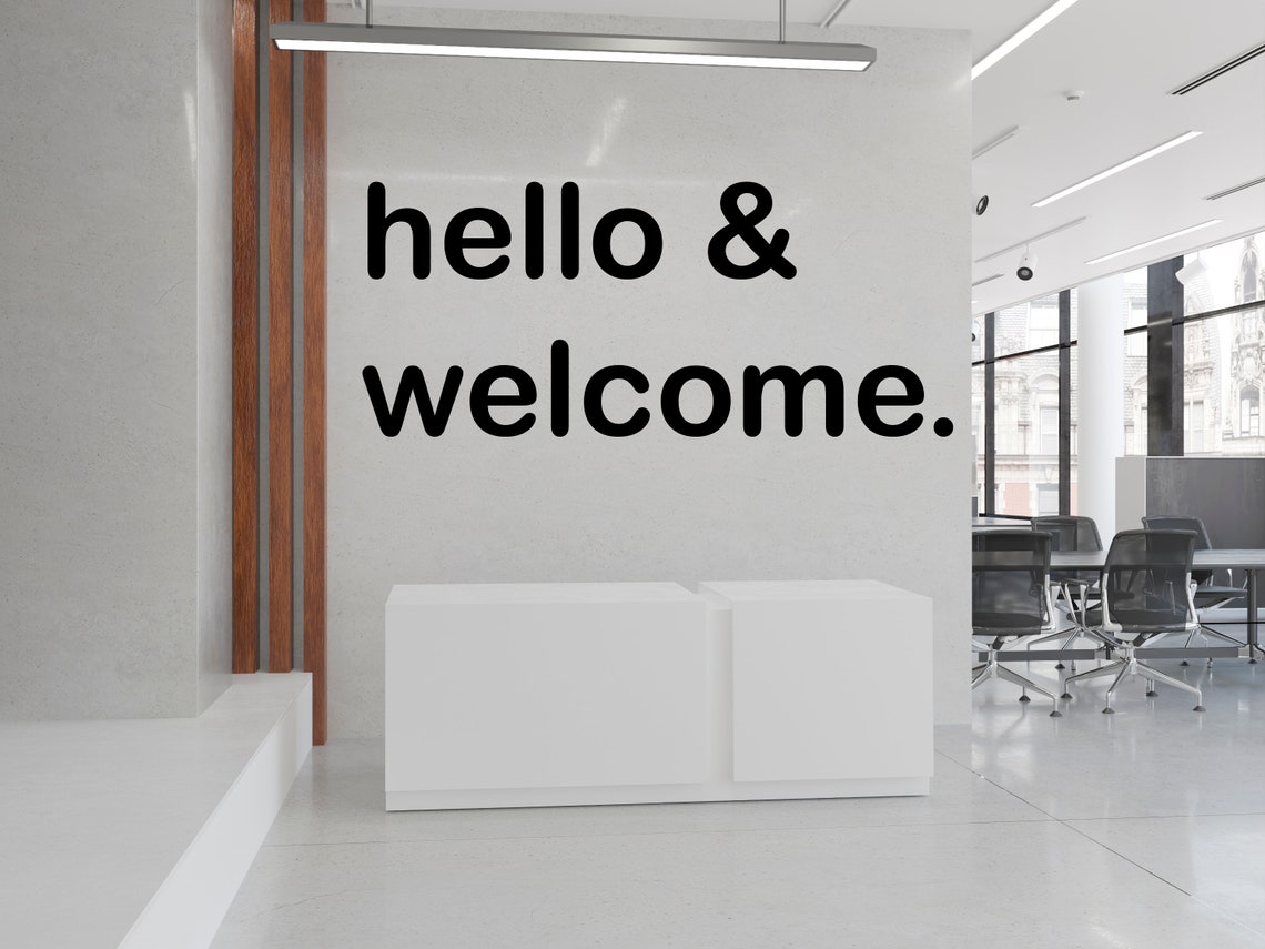 Hello Welcome Sign Office Wall Decal Hello Decal Office Wall - Etsy